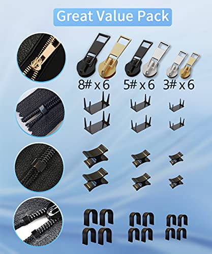 Zipper Repair Kit, Upgraded Zipper Replacement Slider Kit (99 PCS), Include Zipper Pull Replacement, Instant Zipper Plier, Easy Install, Zipper Fix Kit for Jacket Backpack Luggage (3 Sizes: #3, 5, 8)