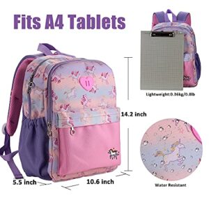 Sarhlio Kids Backpack 14” for Boys and Girls The Right Size Light Weight 600 Denier Polyester Water Resistant with Unicorn for Preschool Kindergarten Early Elementary School Pink(KP14A1)