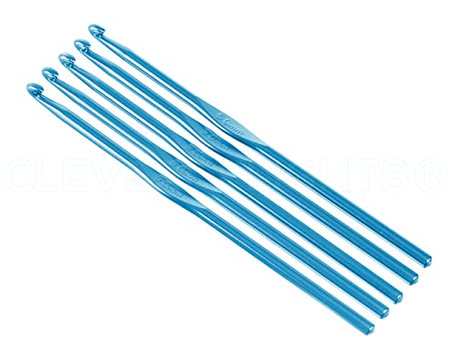 10 Pack - CleverDelights Size H (Size 8) Aluminum Crochet Hooks - 6" Length - 5mm Diameter - Knitting