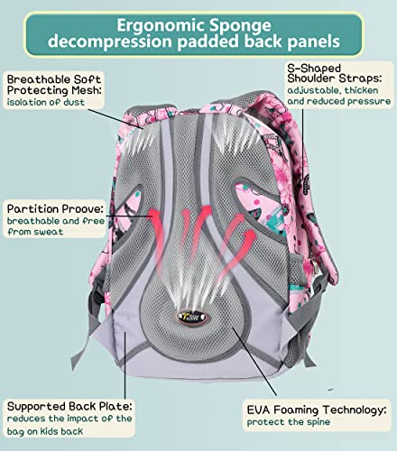 NEW TILAMI Kids Travel School Backpack for Girls,Elementary School Bags for Primary Middle Waterproof Laptop Backpacks for Kids School Bags 16inch 300D High Density Oxford Pink Paris