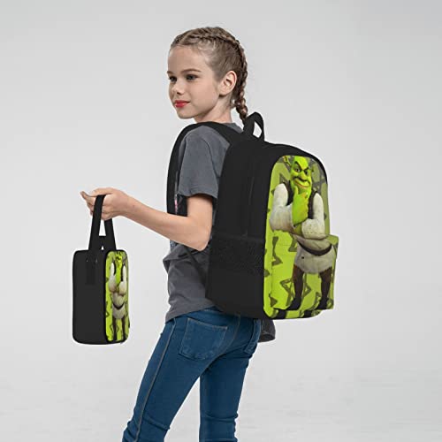 Shr.Ek Anime 3 Pcs Backpack Set Teen Large Capacity School Bag Set With Lunch Bag And Pencil Case For Boys And Girls