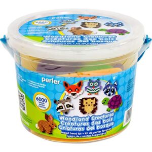 perler woodland creatures fuse bead bucket craft activity kit, 6006 pcs