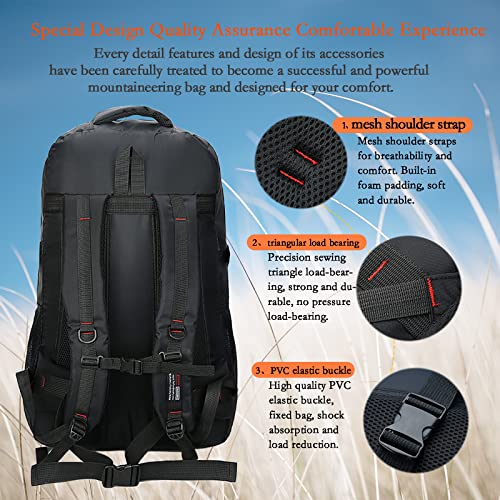 RaoRanDang Hiking Backpack Waterproof Lightweight Durable 75L Large Capacity Travel Backpack Suitable for Hiking, Mountaineering, Camping, Fishing...