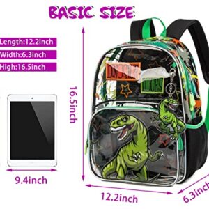 MOHCO Kids Backpack 16in Clear Transparent Backpack See Through School Bookbag with Lunch Bag and Pencil Case boys and Girls