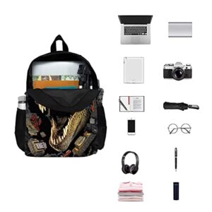 Cute Cartoon Printed Backpack, Simple Classic Movie Pattern Casual Laptop Backpack With Pencil Case