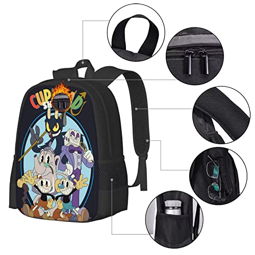 Cute Cartoon Printed Backpack, Simple Classic Movie Pattern Casual Laptop Backpack With Pencil Case