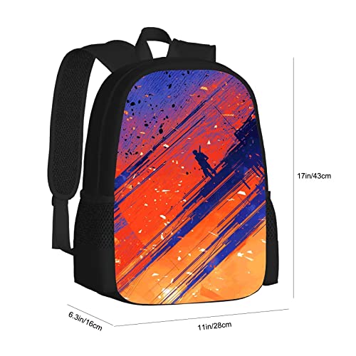 Cute Cartoon Printed Backpack, Simple Classic Movie Pattern Casual Laptop Backpack With Pencil Case