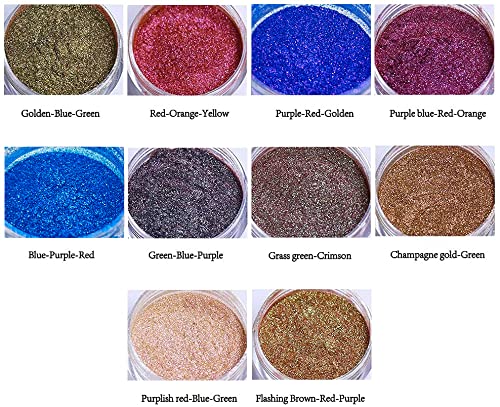 OSBANG 10 Colors Chameleon Mica Powder Color Shift Pigment Powder for Epoxy Resin Painting Soap Making Bath Bombs Candle Making Slime(0.1oz/jar)