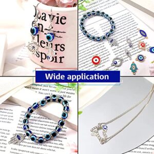 450 Pieces Evil Eye Beads Blue Evil Eye Charms Rondelle Spacer Beads Mix Alloy Enamel Evil Eye Charms Jewelry Connectors Silver Flower Beads for DIY Craft Bracelet Necklace Jewelry Making