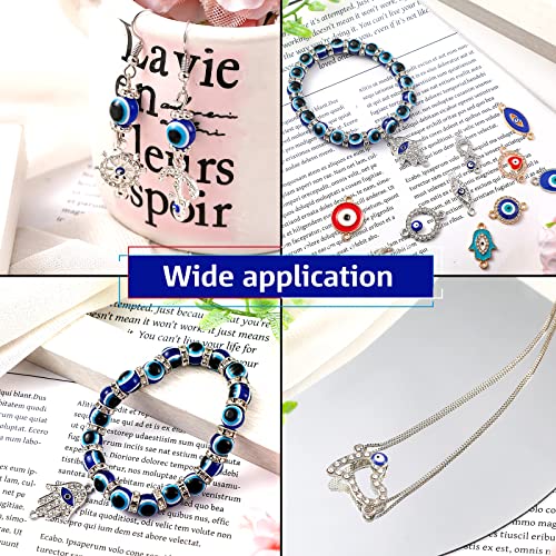 450 Pieces Evil Eye Beads Blue Evil Eye Charms Rondelle Spacer Beads Mix Alloy Enamel Evil Eye Charms Jewelry Connectors Silver Flower Beads for DIY Craft Bracelet Necklace Jewelry Making