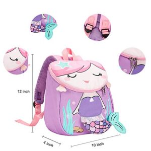 BLUBOON Toddlers Backpack for Girls Cute Preschool Backpack 3D Schoolbag Toddler Bookbag for Kids (Purple)