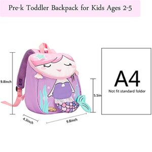 BLUBOON Toddlers Backpack for Girls Cute Preschool Backpack 3D Schoolbag Toddler Bookbag for Kids (Purple)