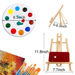 72 PCS Professional Painting Set with Easels, 6 PCS Wood Easels,6 Packs of 60 Brushes with Nylon Brush Head and 6 pcs Palettes, Painting Supplies kit for Kids & Adults to Painting Party.