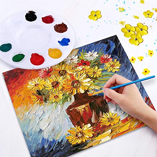 72 PCS Professional Painting Set with Easels, 6 PCS Wood Easels,6 Packs of 60 Brushes with Nylon Brush Head and 6 pcs Palettes, Painting Supplies kit for Kids & Adults to Painting Party.