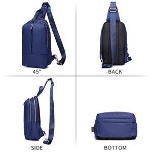 Crossbody Backpack For Men Waterproof Sling Bag With Usb Charger Port Cross Chest Shoulder Daypack Hiking Travel Body Bag Mens (Blue)