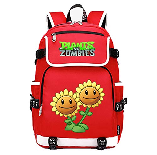 WANHONGYUE Plants vs. Zombies Game Cosplay Schoolbag Rucksack 15.6" Laptop Backpack with USB Charging Port Red / 8