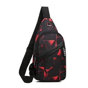 junyy men sling backpack sports chest crossbody bag outdoor leisure oxford cloth single shoulder bag(red, single layer)