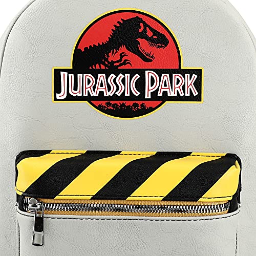 Jurassic Park Dinosaur Movie Logo Caution Tape Grey Mini Backpack