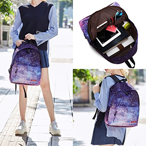 JOSEKO Student Bookbag, Galaxy School Backpack Shoulder Bag College Daypack Unisex Laptop Book Bag Rucksack Black# Pencil Case 11.8'' x 6.7'' x 15.74''(L x W x H)