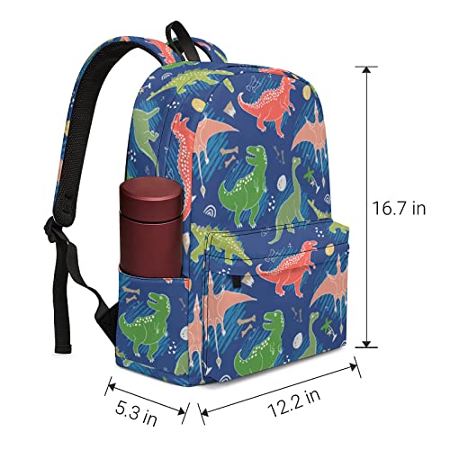 Ewobicrt Blue Dinosaurs Backpack 16.7 inch Large Cute Laptop Bag Casual Daypack Bookbag for Work Travel Camping