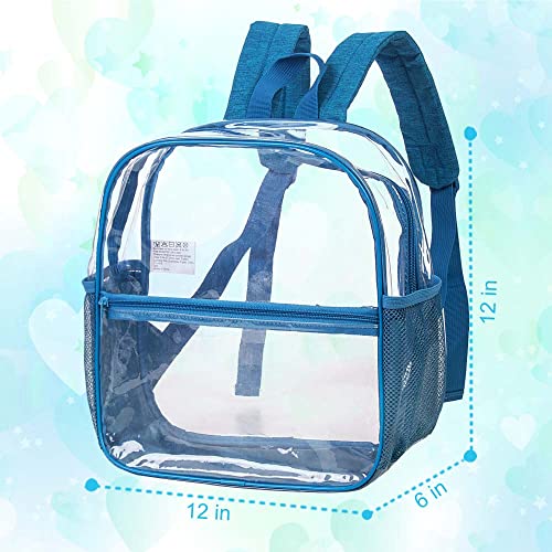 Clear Backpack 12x12x6 Stadium Approved, Transparent Mini Bookbag, Small Heavy Duty See Through Small Bag - Blue