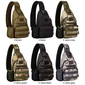 Tactical Military Chest Sling Bag Water Resistant MOLLE Shoulder Backpack Mens One Strap Daypack with Water Bottle Holder