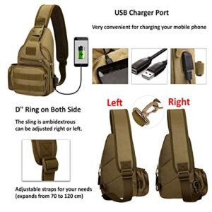 Tactical Military Chest Sling Bag Water Resistant MOLLE Shoulder Backpack Mens One Strap Daypack with Water Bottle Holder