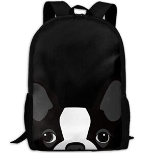 funny boston terrier interest print custom unique casual backpack travel daypack