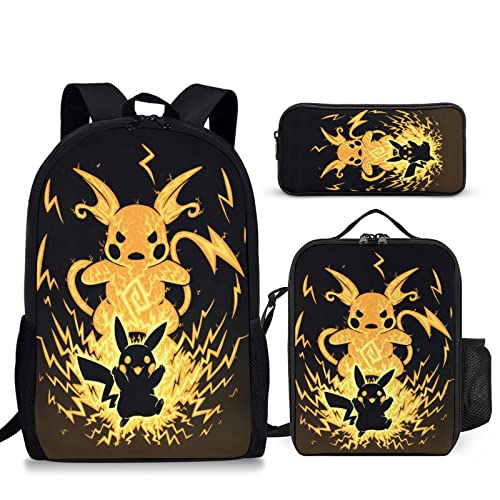 Quzveed Cartoon School Backpacks 3 Piece Students Bookbags Set Laptop Backpack with Shoulder Lunch Bag And Pencil Case