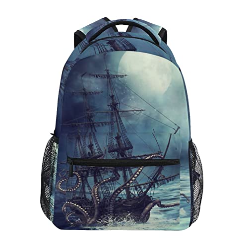 Kigai Pirate Ship Backpack, Everyday Commutes Backpack Perfect for Boys & Girls & Man & Women