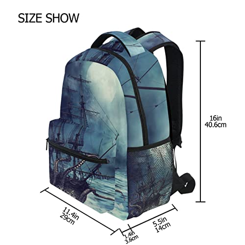 Kigai Pirate Ship Backpack, Everyday Commutes Backpack Perfect for Boys & Girls & Man & Women