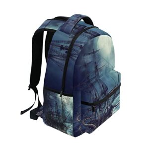 Kigai Pirate Ship Backpack, Everyday Commutes Backpack Perfect for Boys & Girls & Man & Women