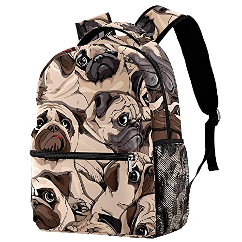 Niaocpwy Funny Cute Pug Dog Backpack For Middle School Student, Durable Daypack With Adjustable Strap