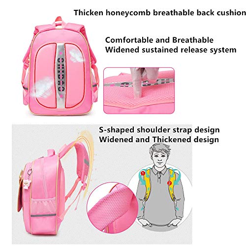 Girls Rolling Backpack Trolley School Bags Cat Face Print Travel Wheeled Carry-on Kids' Luggage