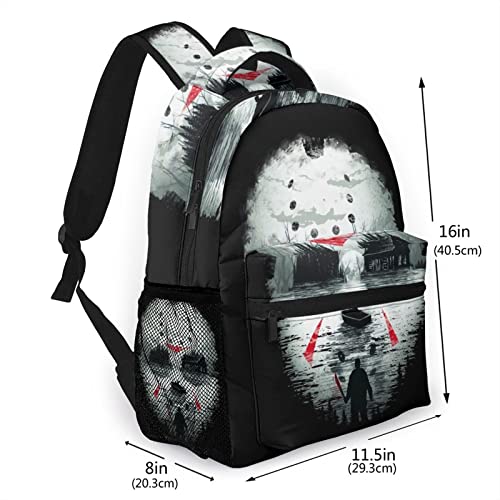 Friday Night Terror Jason Laptop Bookpackage Durable Waterproof Bookbag Travel Bag Adjustable Backpack, business / travel / School One Size