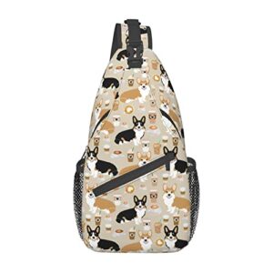 corgi sling bag crossbody sling backpack gifts for corgi lovers travel hiking chest bag daypack purses shoulder bag women men’s