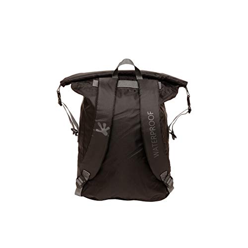 geckobrands Lightweight 30L Waterproof Backpack, Black/Grey - Watertight Backpack for Hiking and Light Water Activities