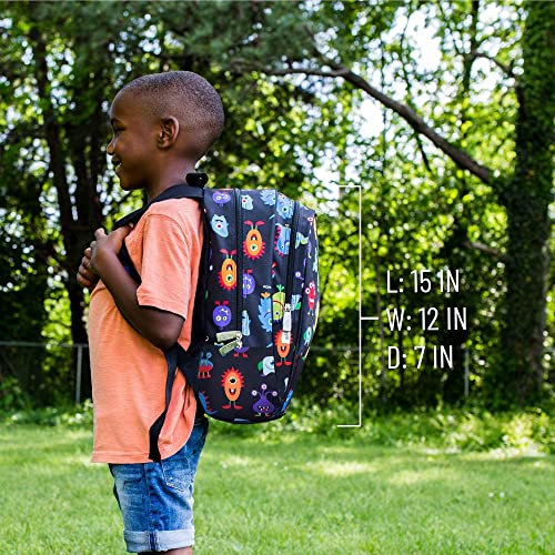 Wildkin 15 Inch Kids Backpack Bundle with Lunch Bag (Monsters)