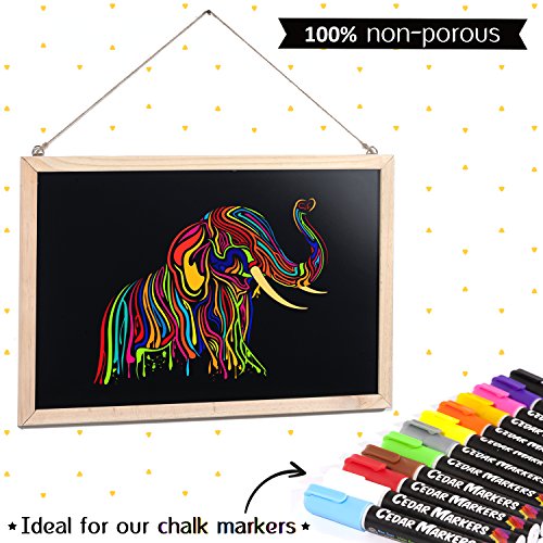 Cedar Markers Liquid Chalk Markers - 12 Pack With 40 Chalkboard Labels - Bold Neon Color Pens Including Gold And Silver Paint. Dry Erase Markers for Windows, Glass, Chalkboard with Reversible Tip.