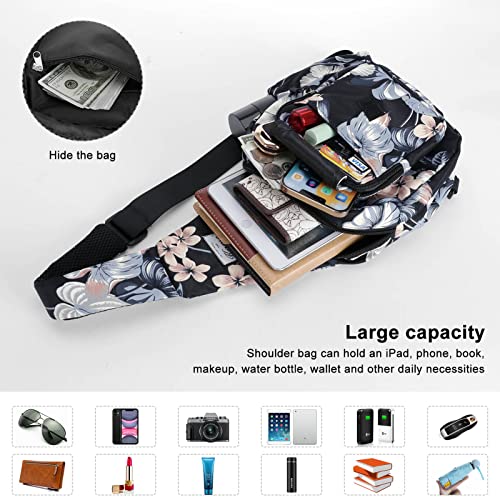 KAMO Floral Crossbody Sling Bag Small Sling Backpack Travel Hiking Chest Bag