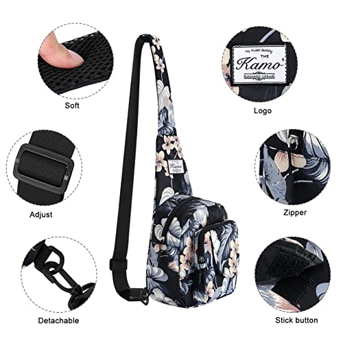 KAMO Floral Crossbody Sling Bag Small Sling Backpack Travel Hiking Chest Bag