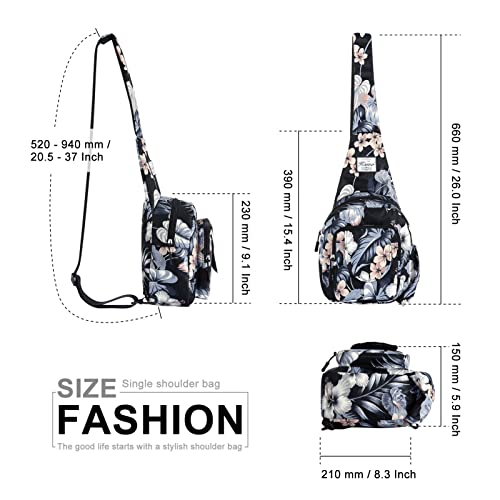 KAMO Floral Crossbody Sling Bag Small Sling Backpack Travel Hiking Chest Bag