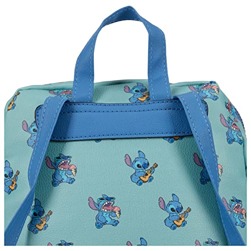 Disney Lilo and Stitch Backpack - Girls, Boys, Teens, Adults - Officially Licensed Stitch 10 Inch Allover Faux Leather Mini Backpack