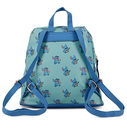 Disney Lilo and Stitch Backpack - Girls, Boys, Teens, Adults - Officially Licensed Stitch 10 Inch Allover Faux Leather Mini Backpack