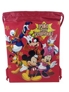 disney mickey & freinds drawstring string backpack school sport gym tote bag