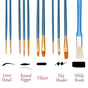 Foeran Paint Brushes Set,30 Pcs Round Pointed Tip Paintbrushes Nylon Hair Artist Acrylic Paint Brushes for Acrylic Oil Watercolor,Face Nail Art,Miniature Detailing and Rock Painting