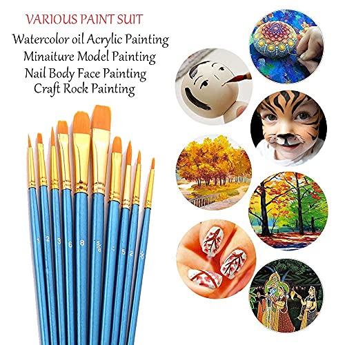 Foeran Paint Brushes Set,30 Pcs Round Pointed Tip Paintbrushes Nylon Hair Artist Acrylic Paint Brushes for Acrylic Oil Watercolor,Face Nail Art,Miniature Detailing and Rock Painting