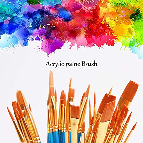 Foeran Paint Brushes Set,30 Pcs Round Pointed Tip Paintbrushes Nylon Hair Artist Acrylic Paint Brushes for Acrylic Oil Watercolor,Face Nail Art,Miniature Detailing and Rock Painting