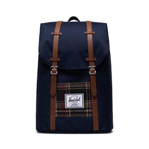 herschel retreat backpack, peacoat/peacoat plaid, one size