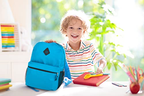 19 Inch School Backpacks with Mesh Side Pockets – Basic Large Solid Color Backpacks for Kids, Men, Women, Travel (Blue/Black)